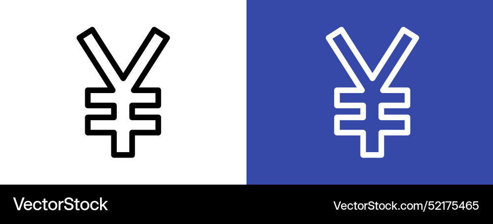 Yen sign logo set outline Royalty Free Vector Image