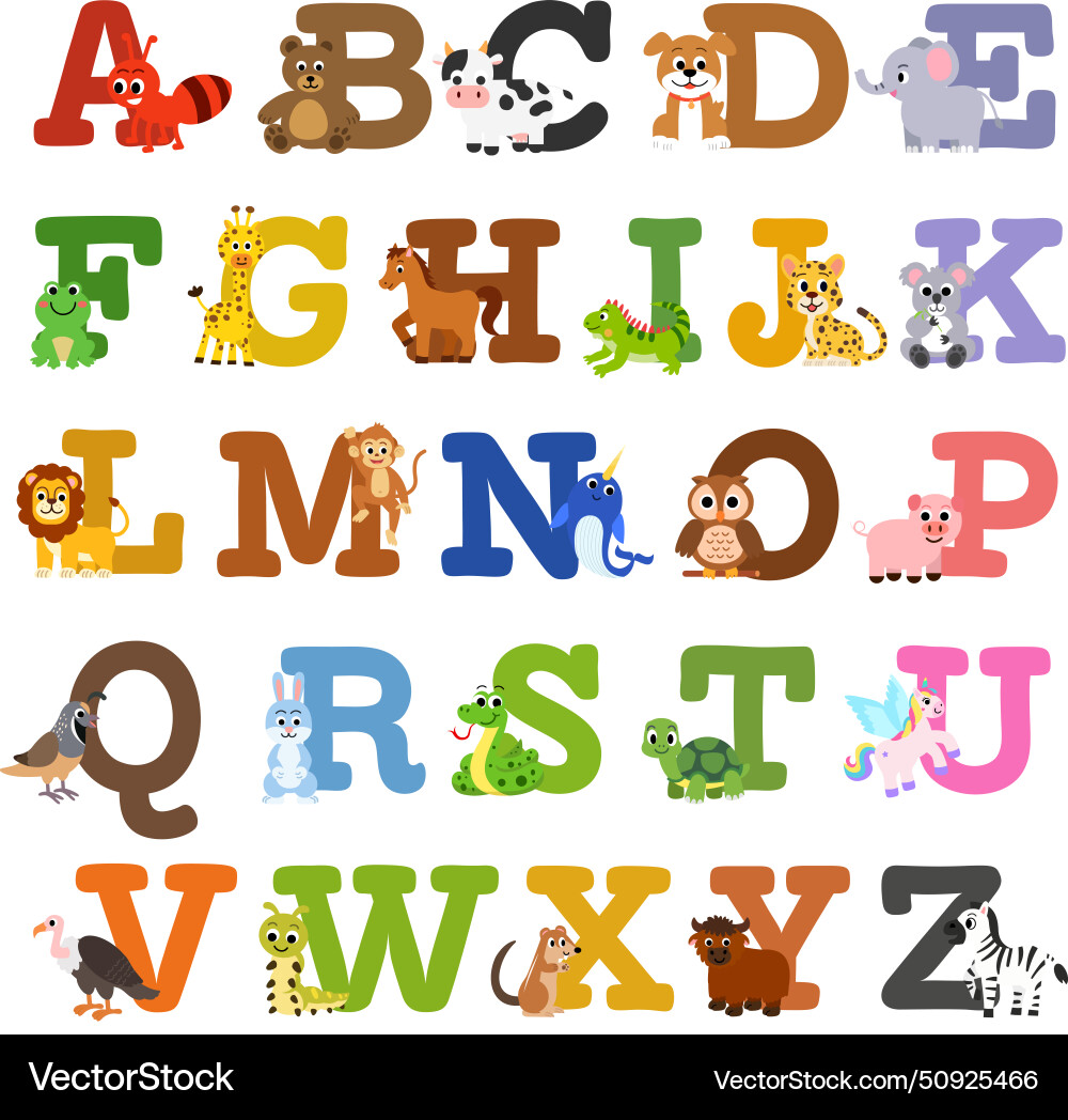 Animal alphabet decorative collection Royalty Free Vector