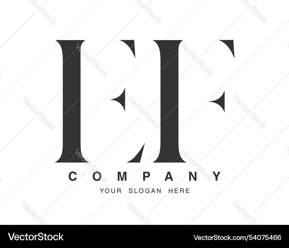 Ef logo design initial letter e and f serif font Vector Image