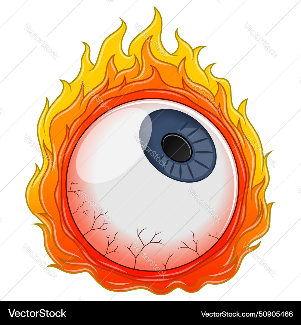 Eye surrounded with fire Royalty Free Vector Image