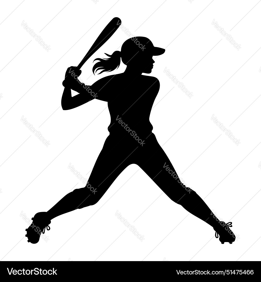 Female baseball player batter silhouette Vector Image