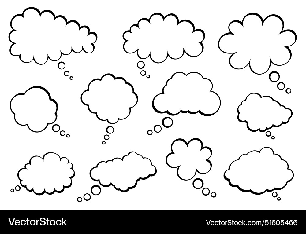 Set of Cloud Thought Bubbles Royalty Free Vector Image