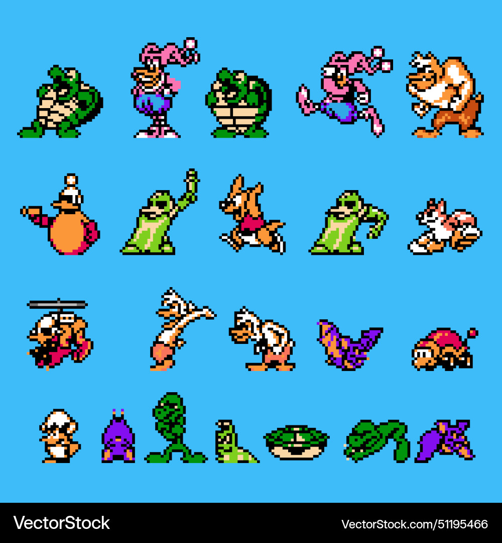 Set of enemies characters from 8-bit darkwing Vector Image