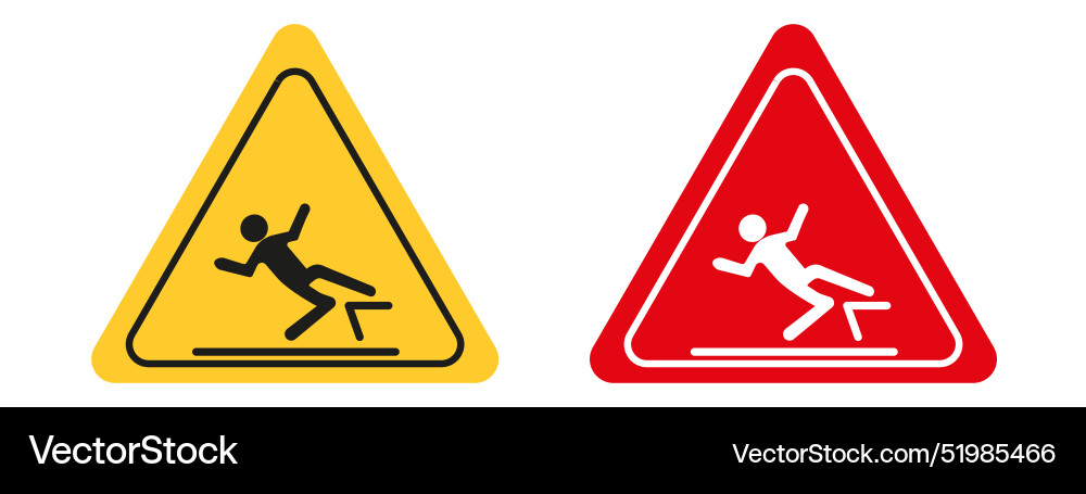 Slip risk warning sign prevent falls in wet Vector Image