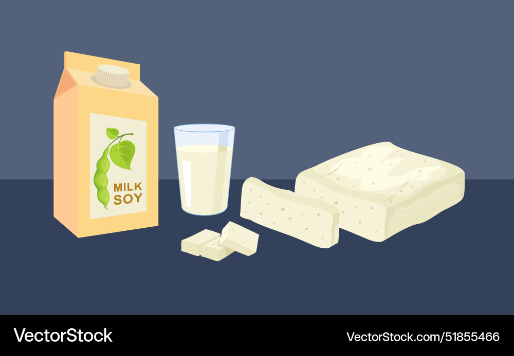 Soy milk package soybeans tofu Royalty Free Vector Image