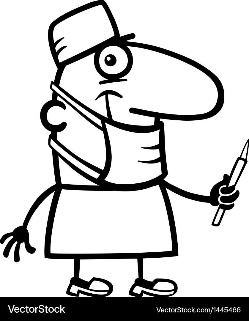 Surgeon cartoon coloring page Royalty Free Vector Image
