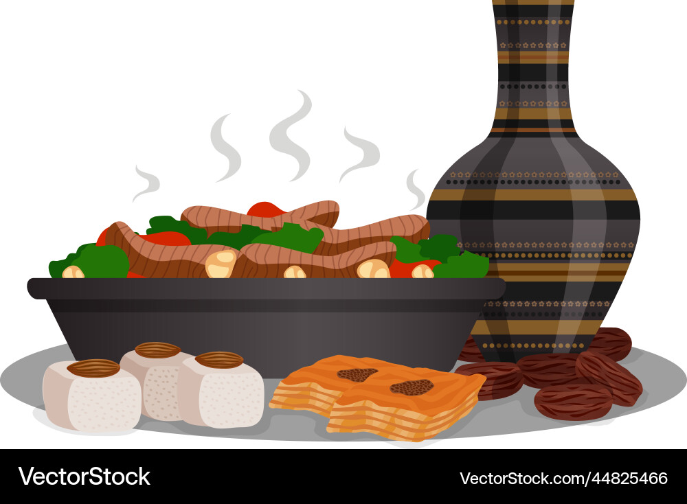 Uae traditional cuisine composition Royalty Free Vector