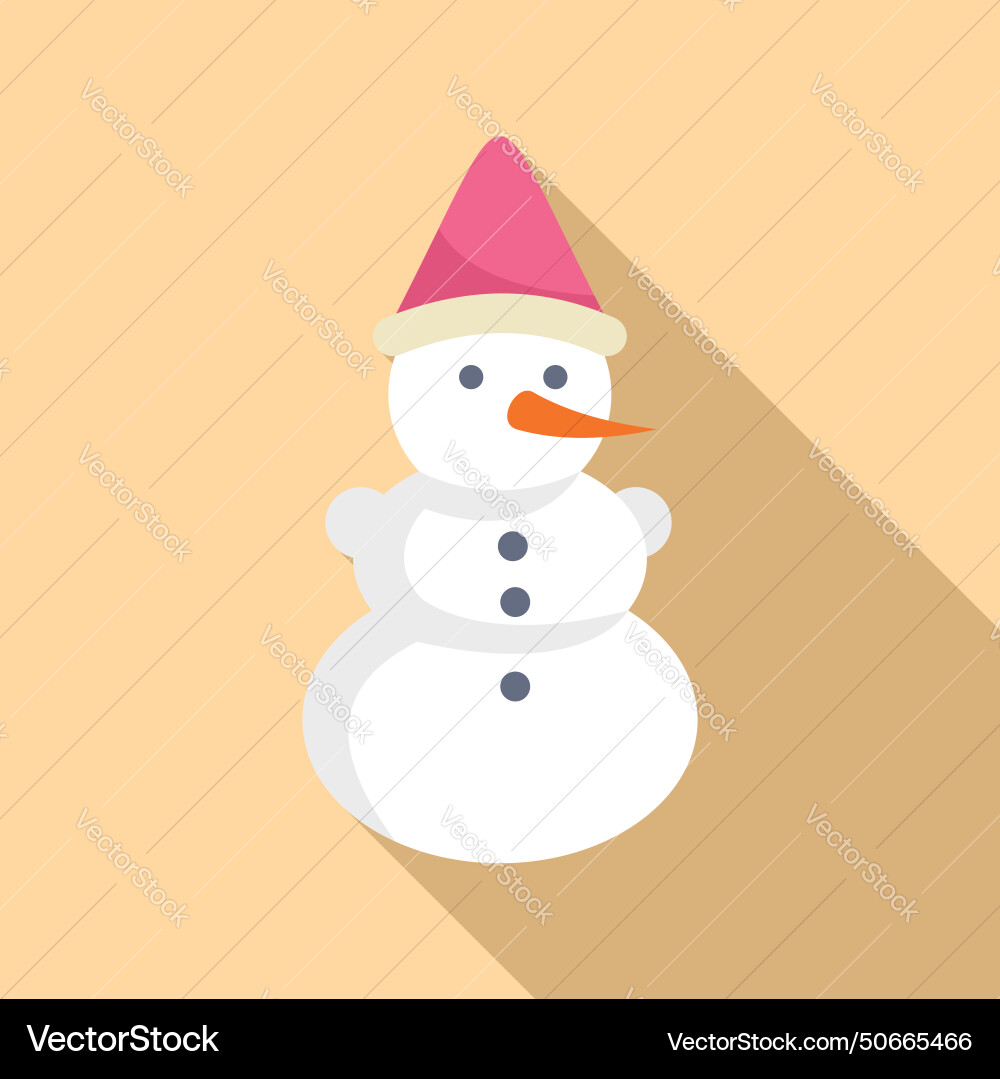 Winter snowman icon flat kids sticker Royalty Free Vector