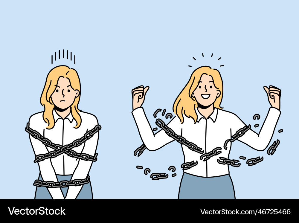 Woman Breaking Free from Chains Royalty Free Vector Image