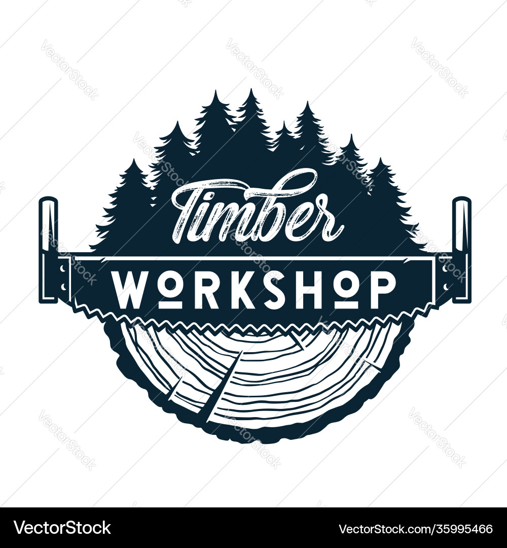 Woodworking Logo - Saw & Timber Slice Vector Image
