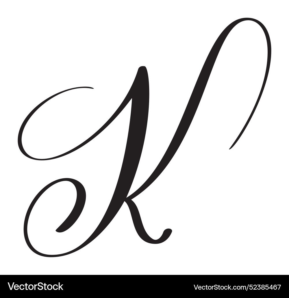 Calligraphy hand drawn letter k drop cap Vector Image