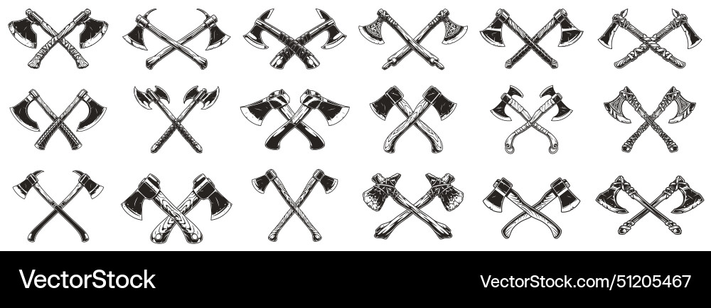 Crossed axes monochrome set elements Royalty Free Vector