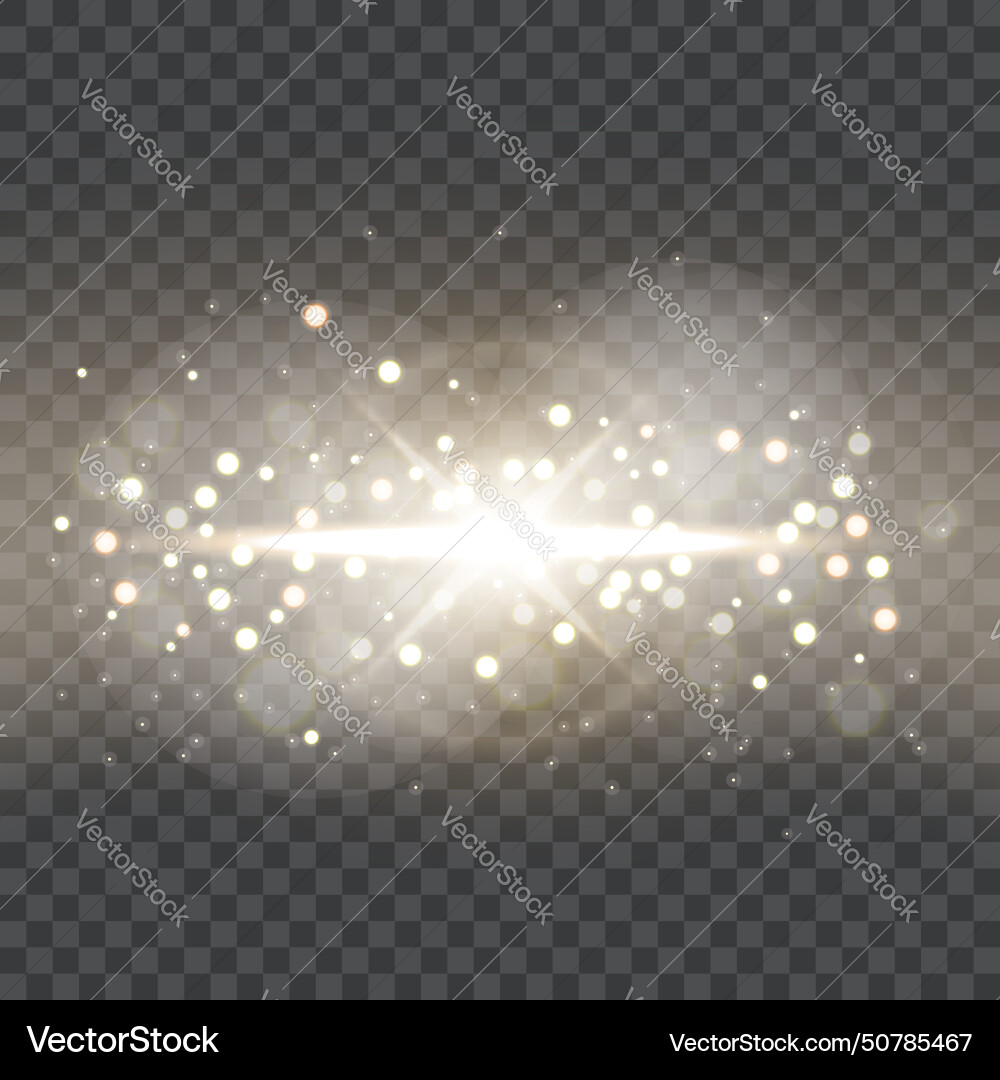 Golden light flare with transparent background Vector Image