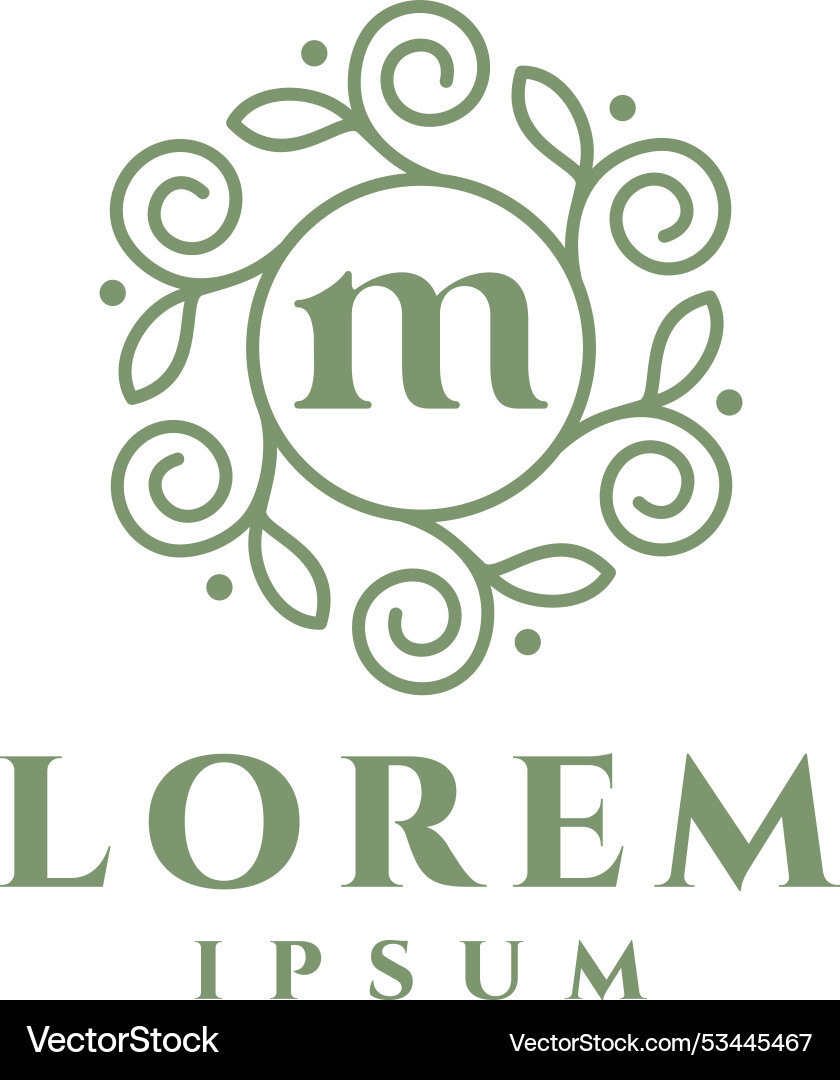 Letter m nature ornament logo template Royalty Free Vector