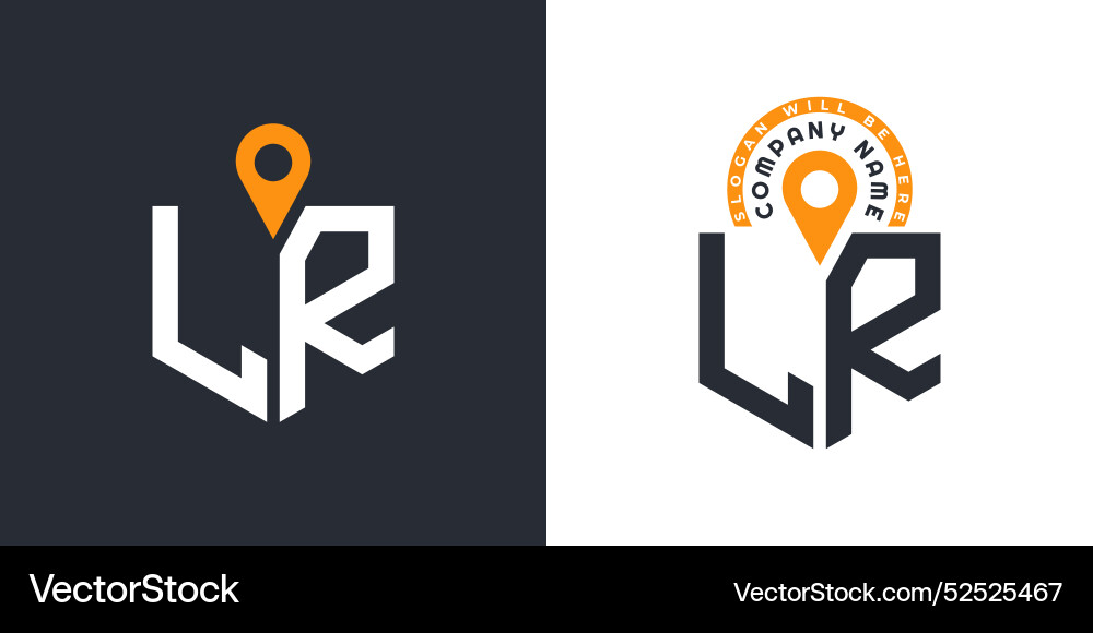 Lr location logo bundle letter dual icons Vector Image