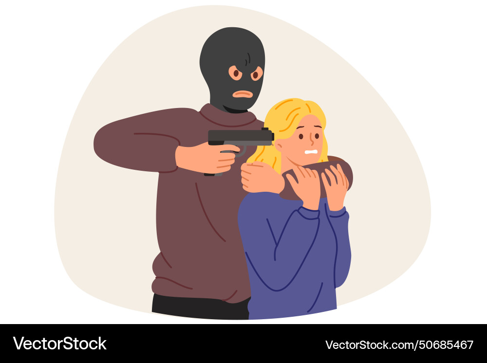 Man criminal holds frightened girl hostage Vector Image