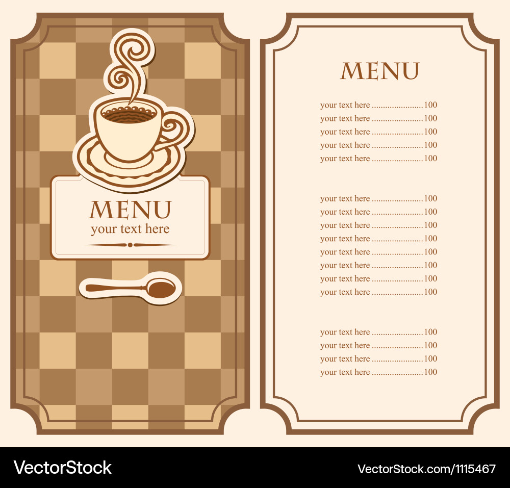 Menu for cafe Royalty Free Vector Image - VectorStock