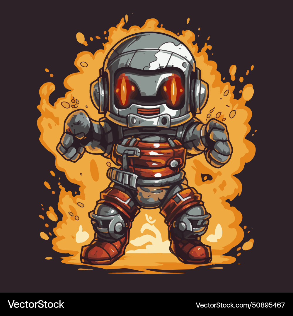 Minimalist iron warrior mighty robot cartoon Vector Image