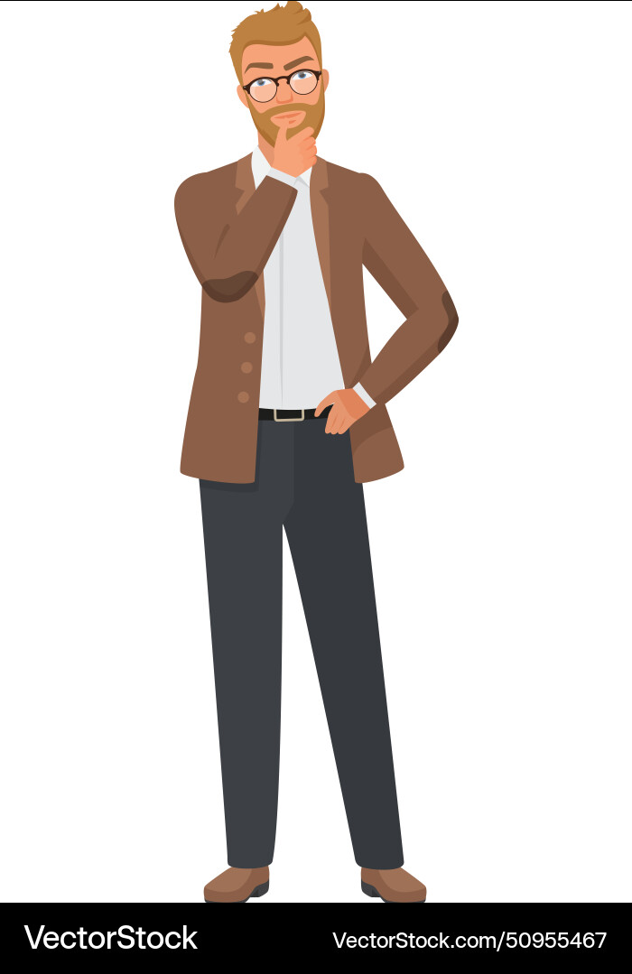 Pensive expert teacher or manager thinking Vector Image