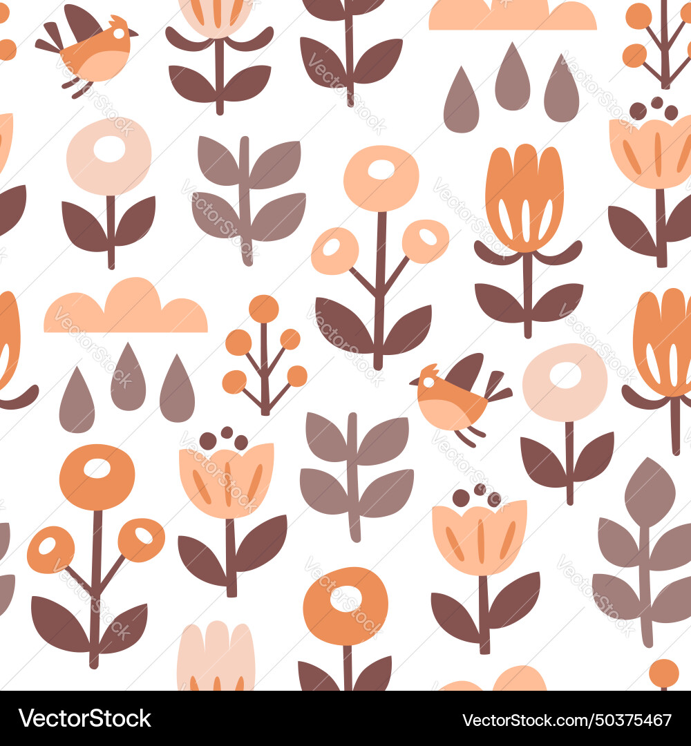Scandinavian floral pattern Royalty Free Vector Image