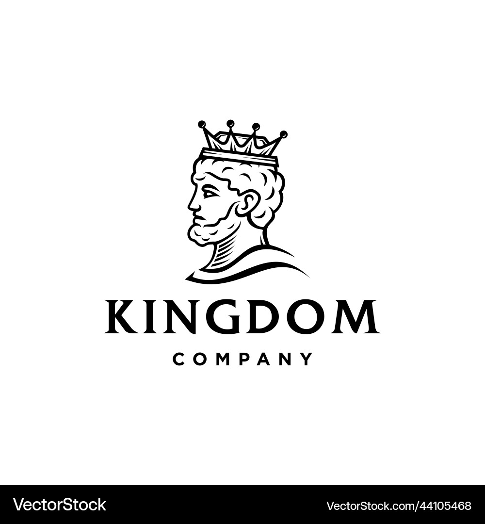 Ancient greek king crown with beard and mustache Vector Image
