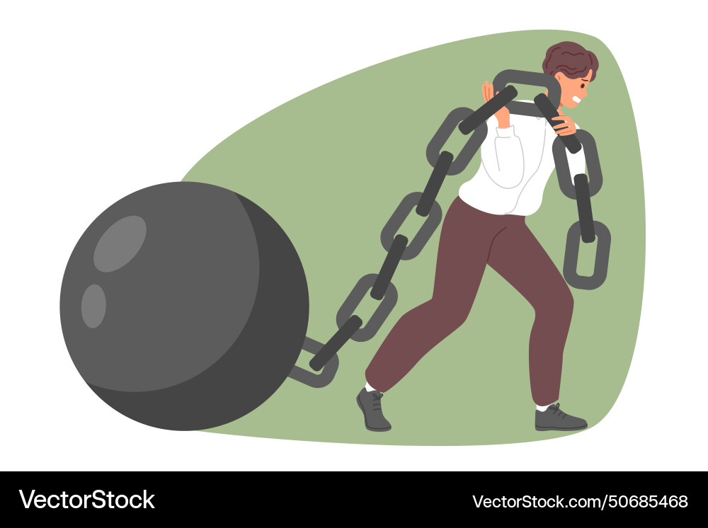 Businessman pulling heavy load and wanting Vector Image