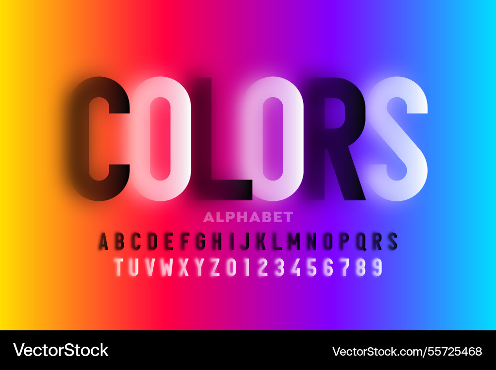 Colors blurred font design alphabet letters and Vector Image
