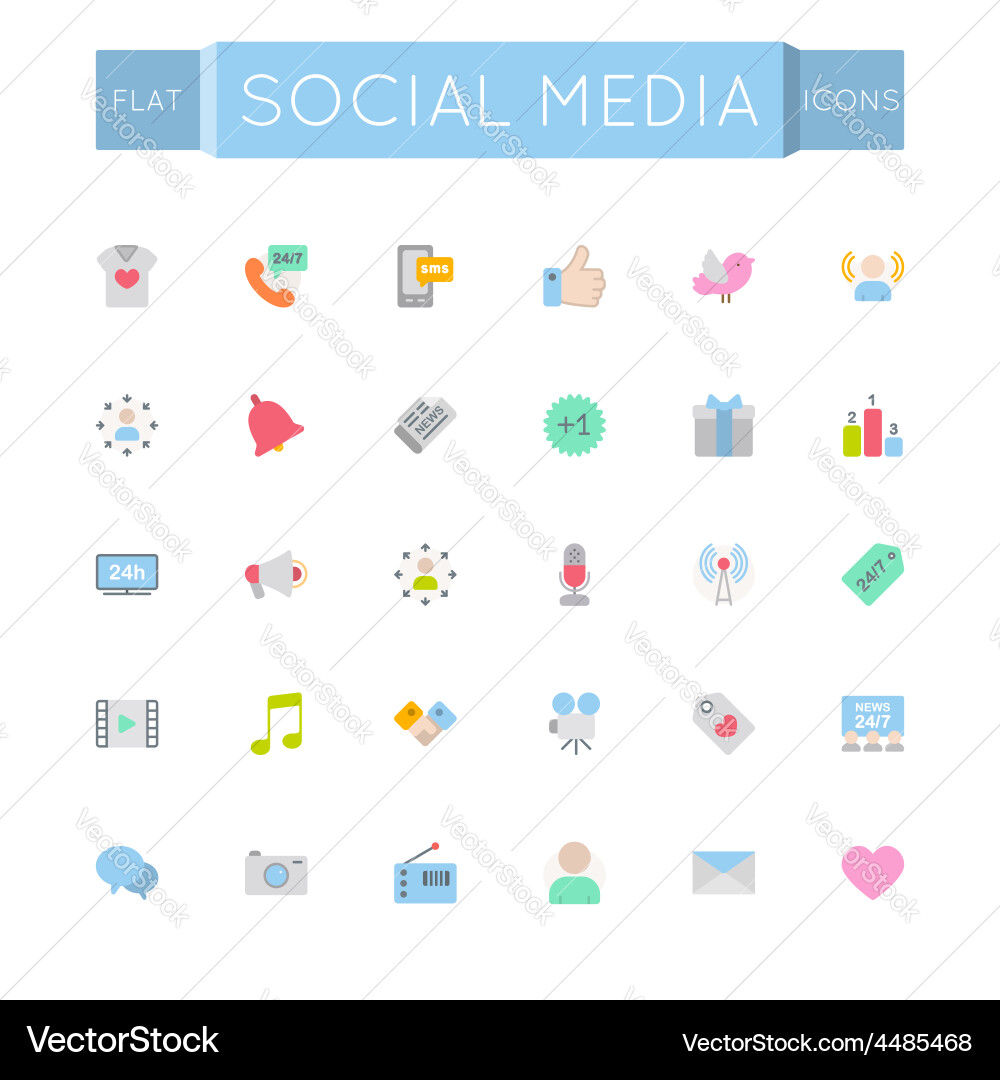 Flat social media icons Royalty Free Vector Image