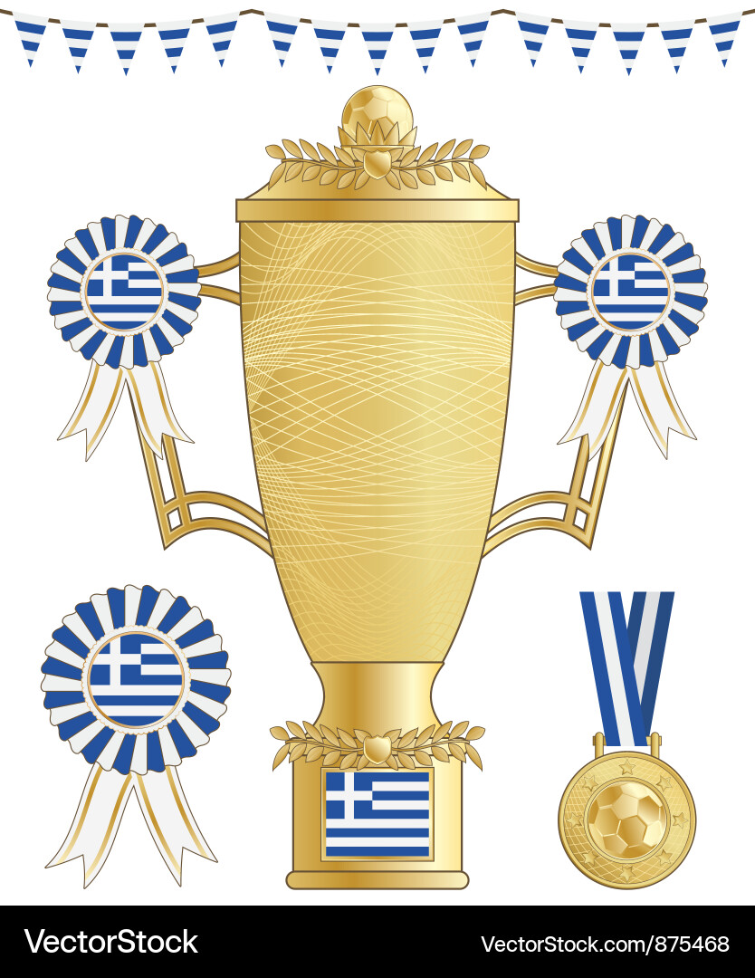 Greece football trophy Royalty Free Vector Image