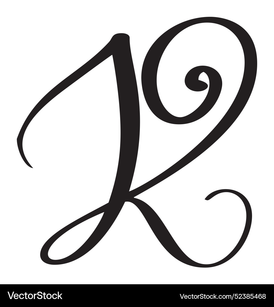 Hand drawn calligraphy letter capital k Royalty Free Vector