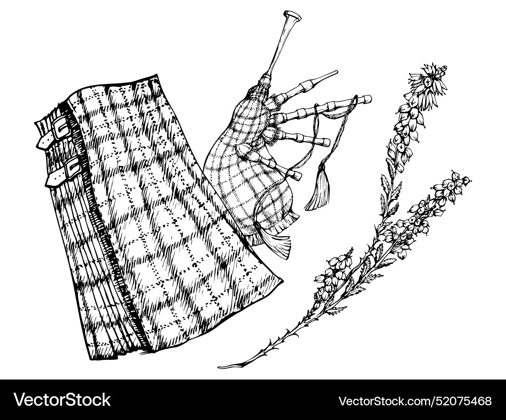 Ink hand drawn sketch scottish traditional Vector Image