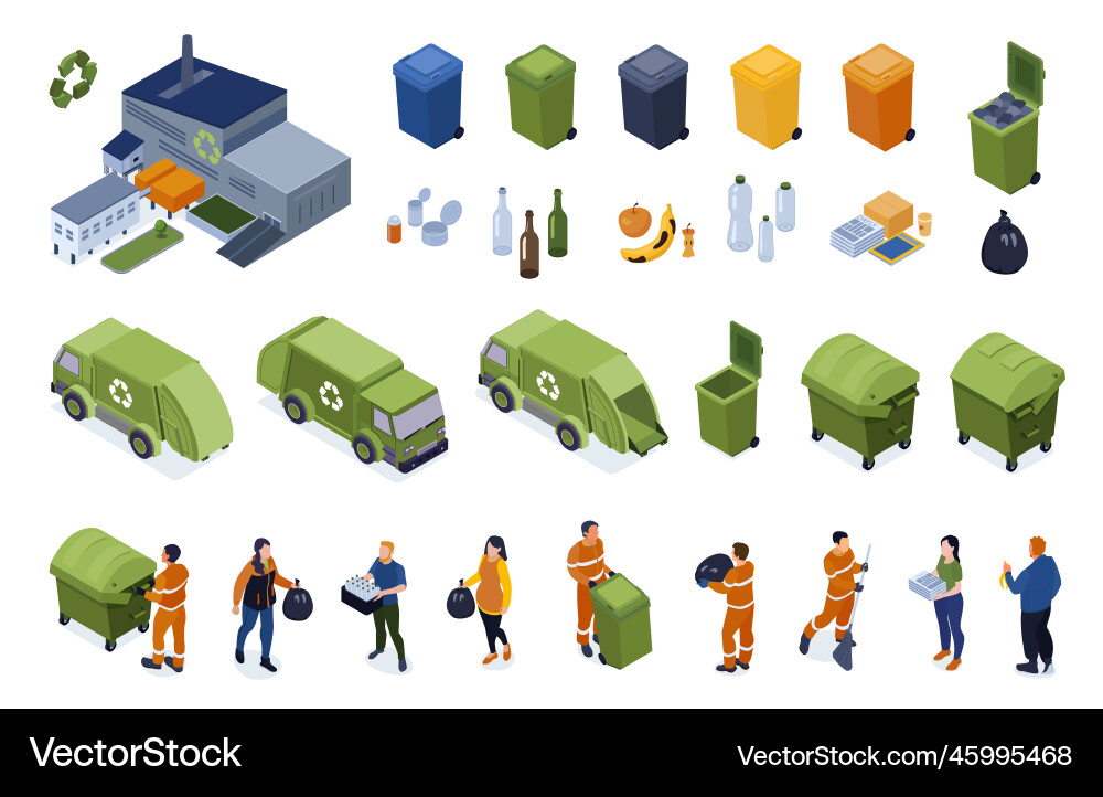 Isometric Recycling Set Royalty Free Vector Image