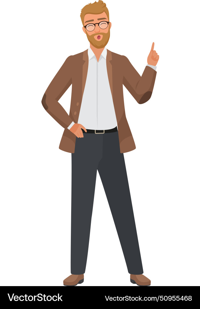 Man in glasses shows index finger confident Vector Image
