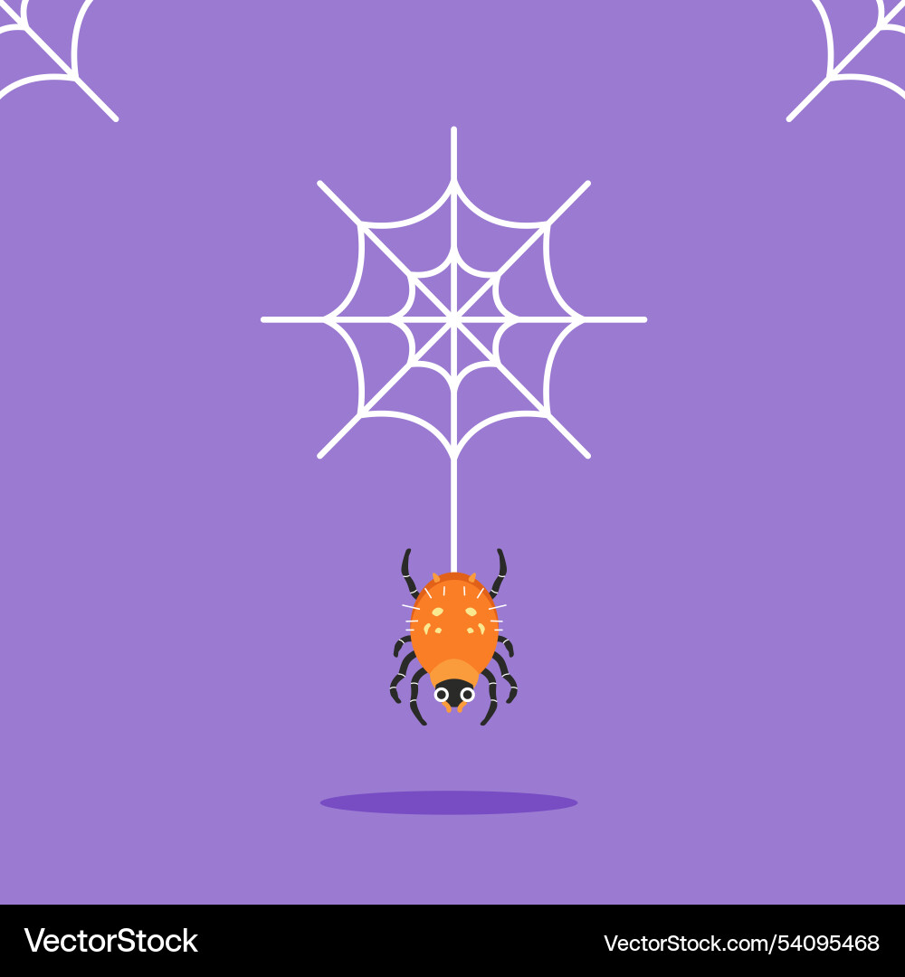 Spider with hanging web Royalty Free Vector Image