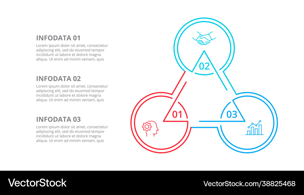 Triangle divided into 3 parts steps or options Vector Image