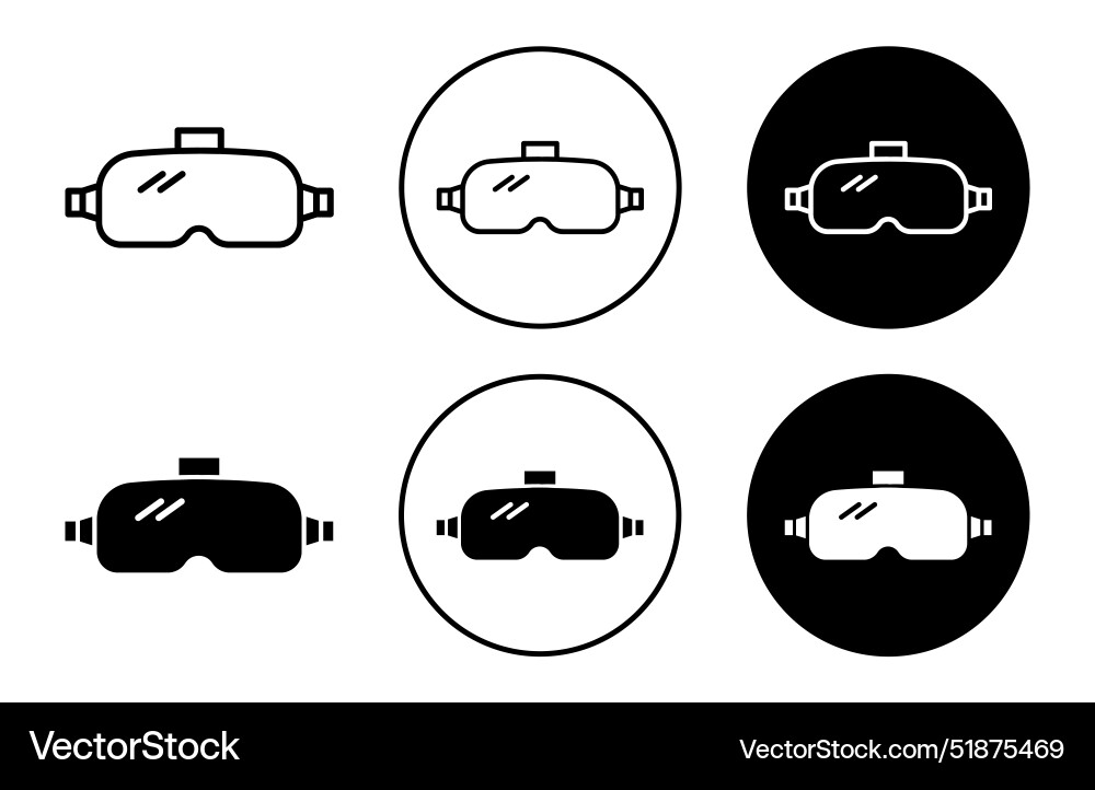 Ar headset icon outline flat Royalty Free Vector Image