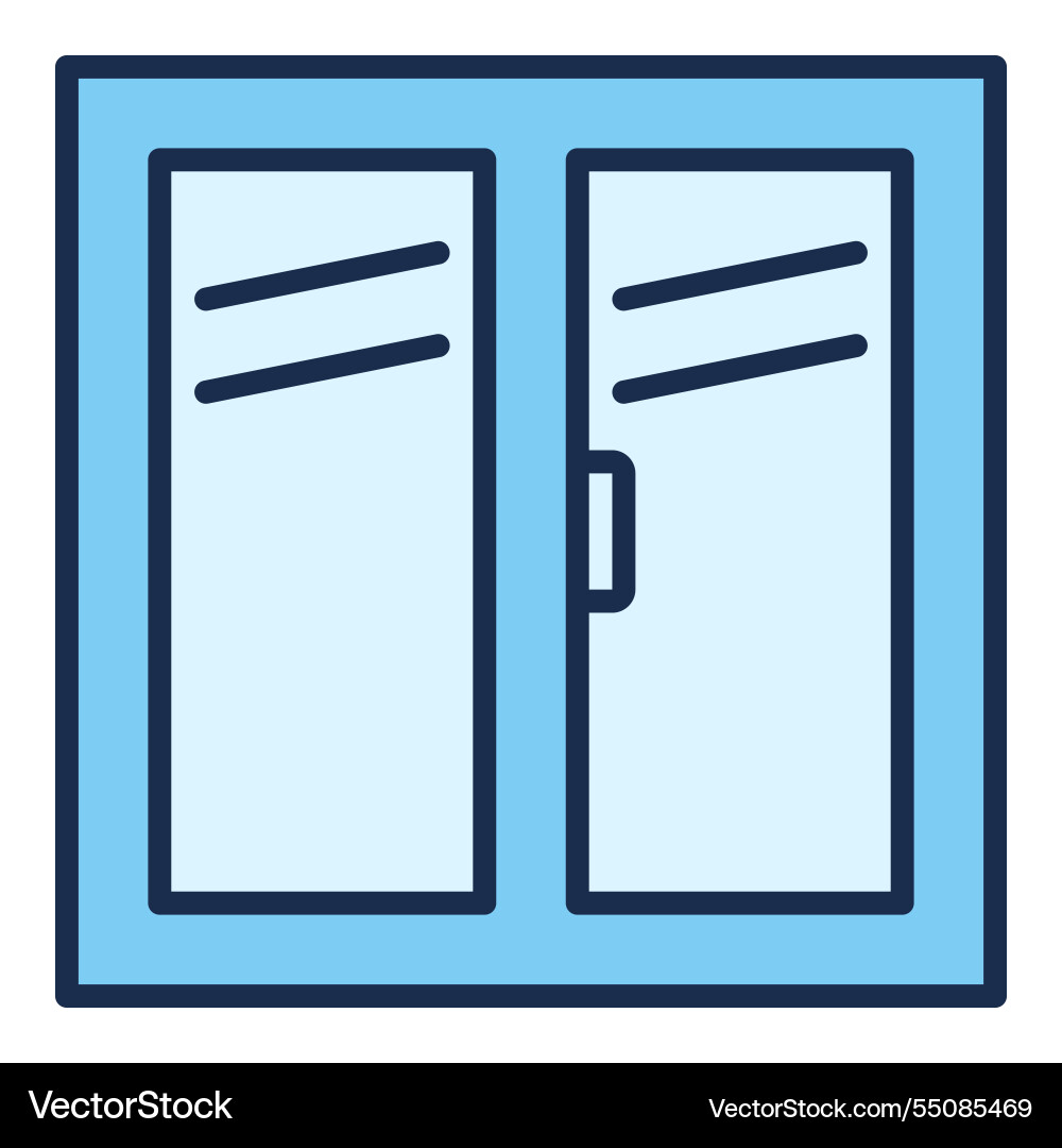 Closed plastic portal window blue icon or logo Vector Image