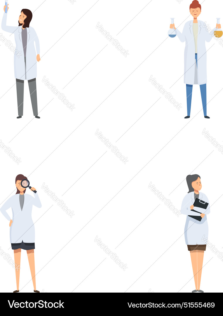 Diverse scientists cartoon characters set Vector Image