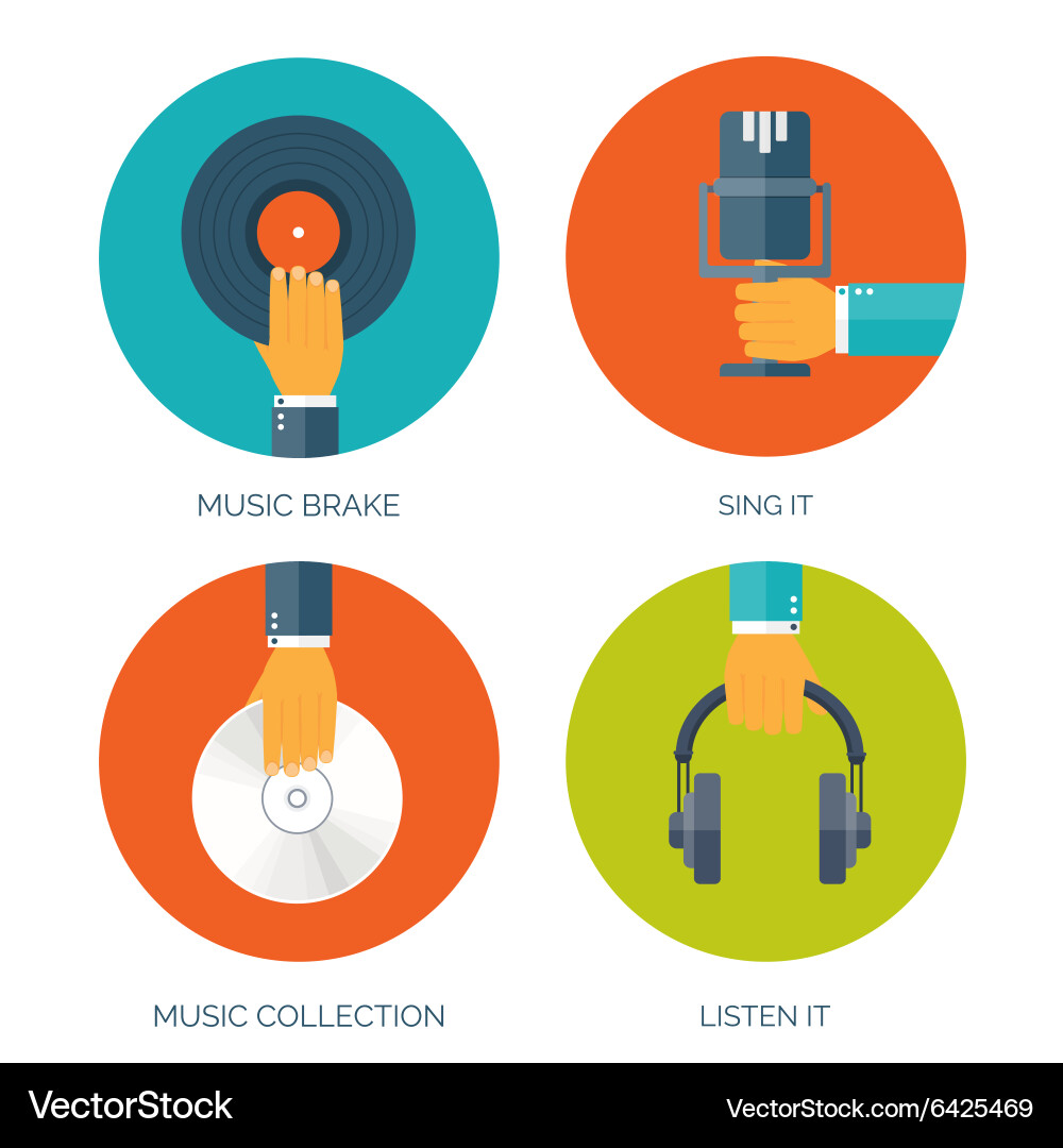 Flat music background Royalty Free Vector Image