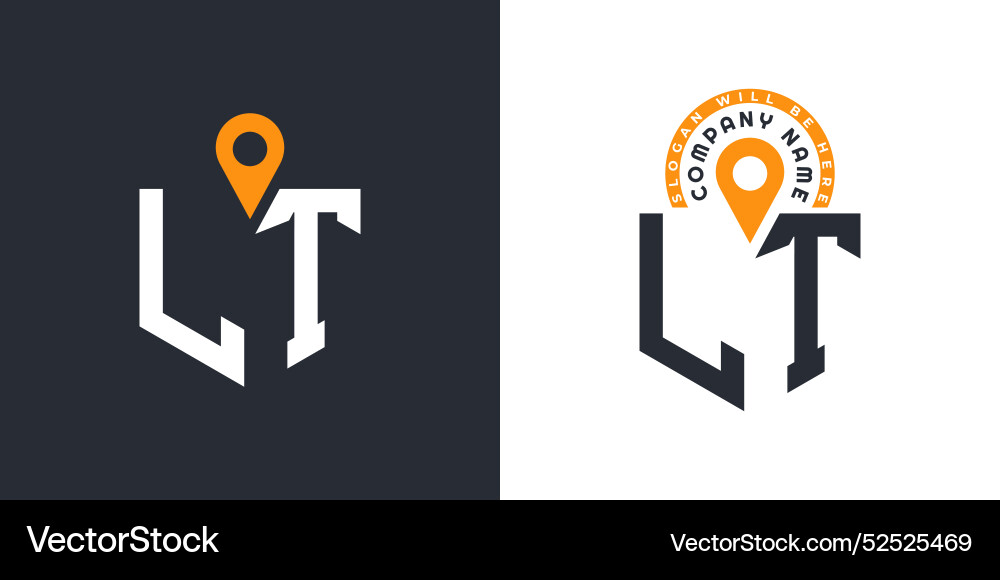 Lt location logo bundle letter dual icons Vector Image