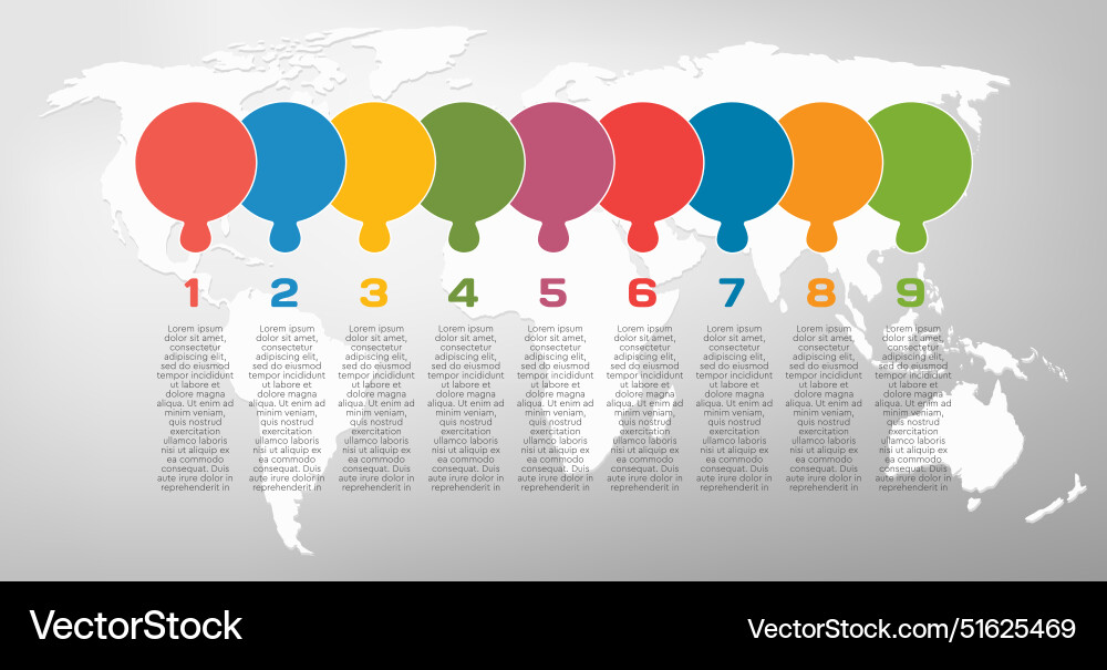 Nine steps line infographic puzzle template Vector Image