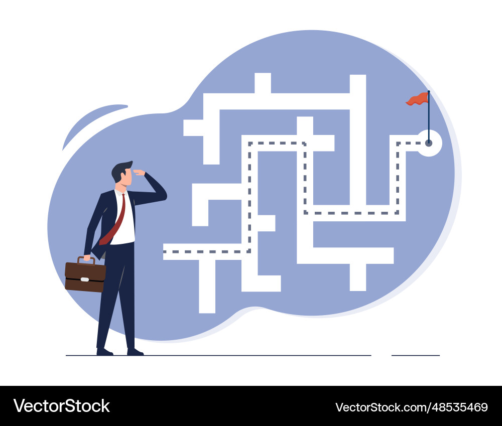 Overcoming obstacle and challenge concept solving Vector Image