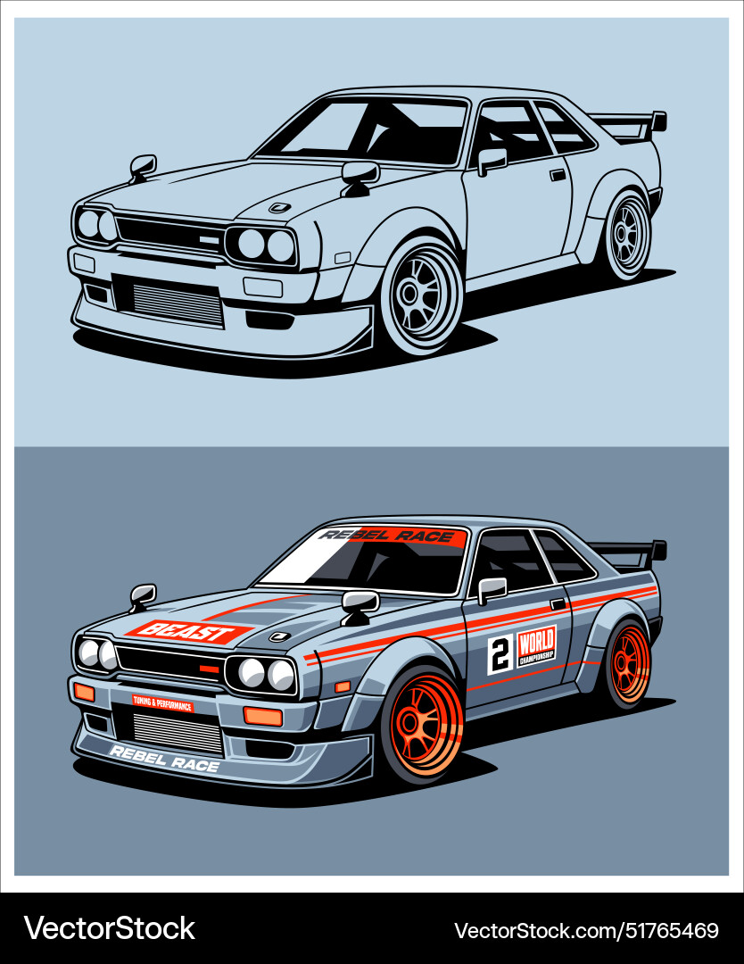 Racing car vintage series 02 Royalty Free Vector Image