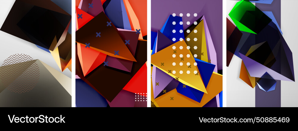 Trendy low poly 3d triangle shapes and other Vector Image