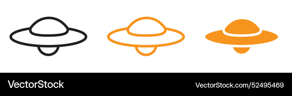 Ufo flying icon set alien spacecraft for sci-fi Vector Image