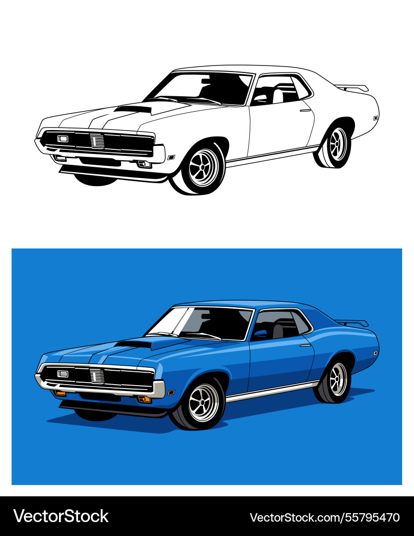 1969 blue muscle car legend Royalty Free Vector Image