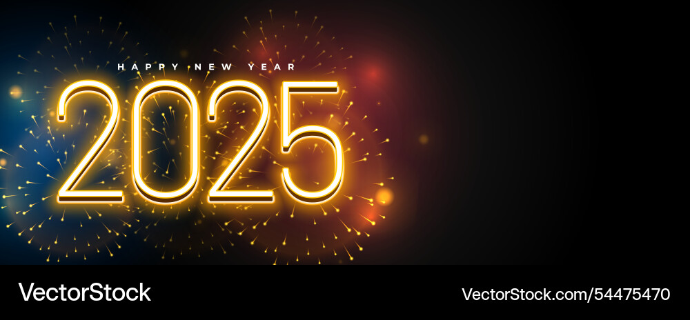 2025 new year party banner with firework Vector Image
