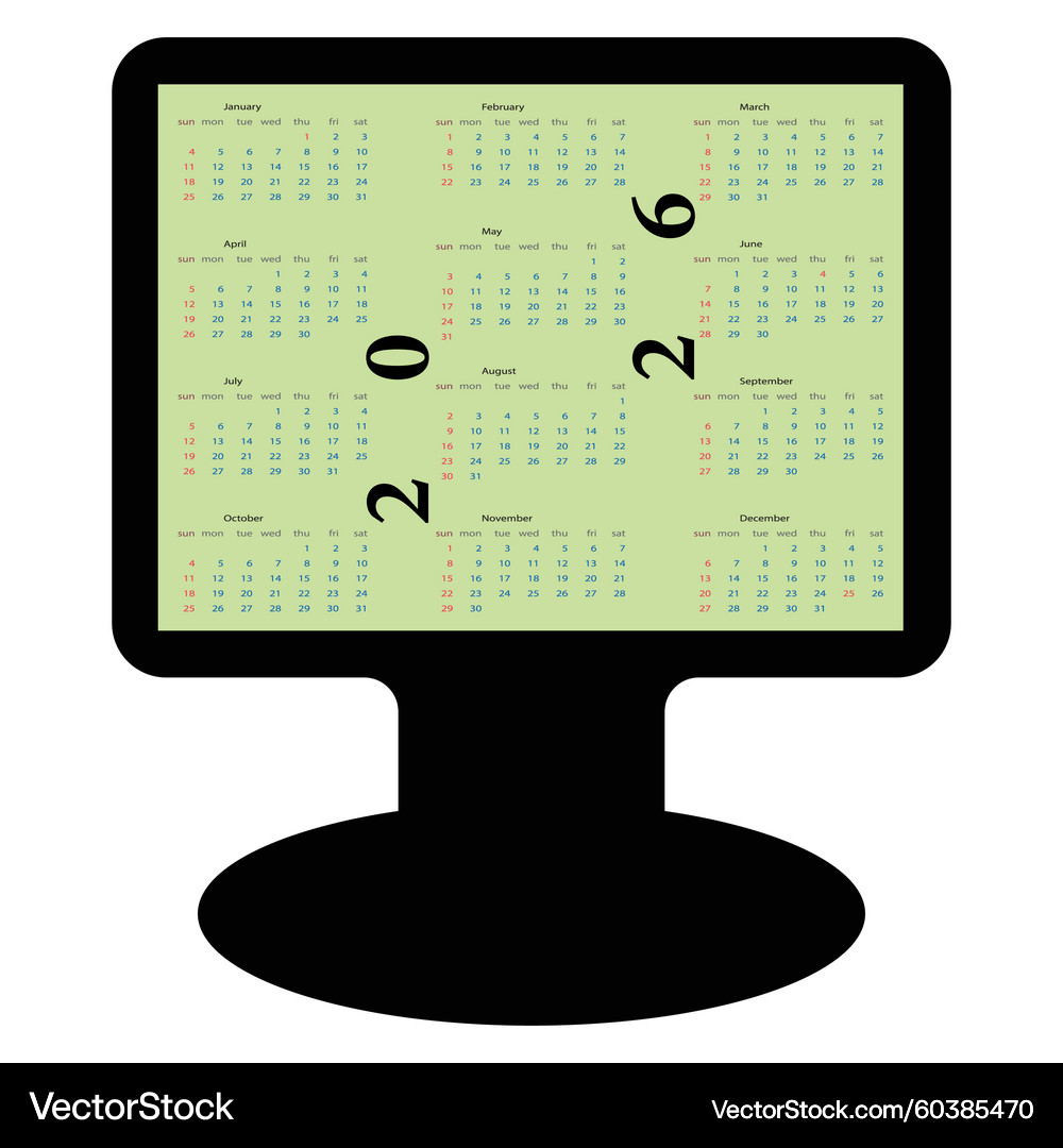 2026 Calendar Display – Royalty-Free Vector | VectorStock