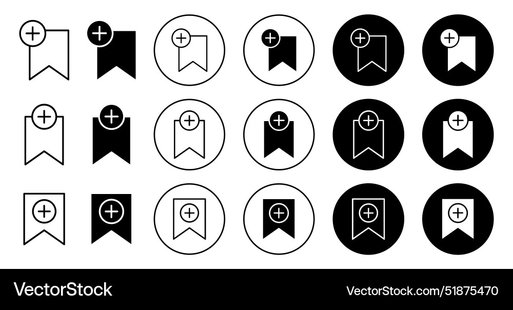 Add bookmark icon outline flat Royalty Free Vector Image