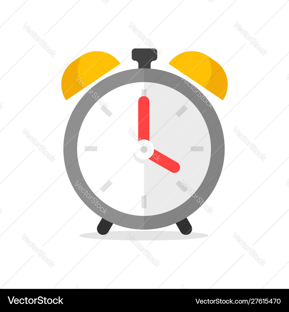 Alarm Clock Icon - Flat Cartoon Style Royalty Free Vector